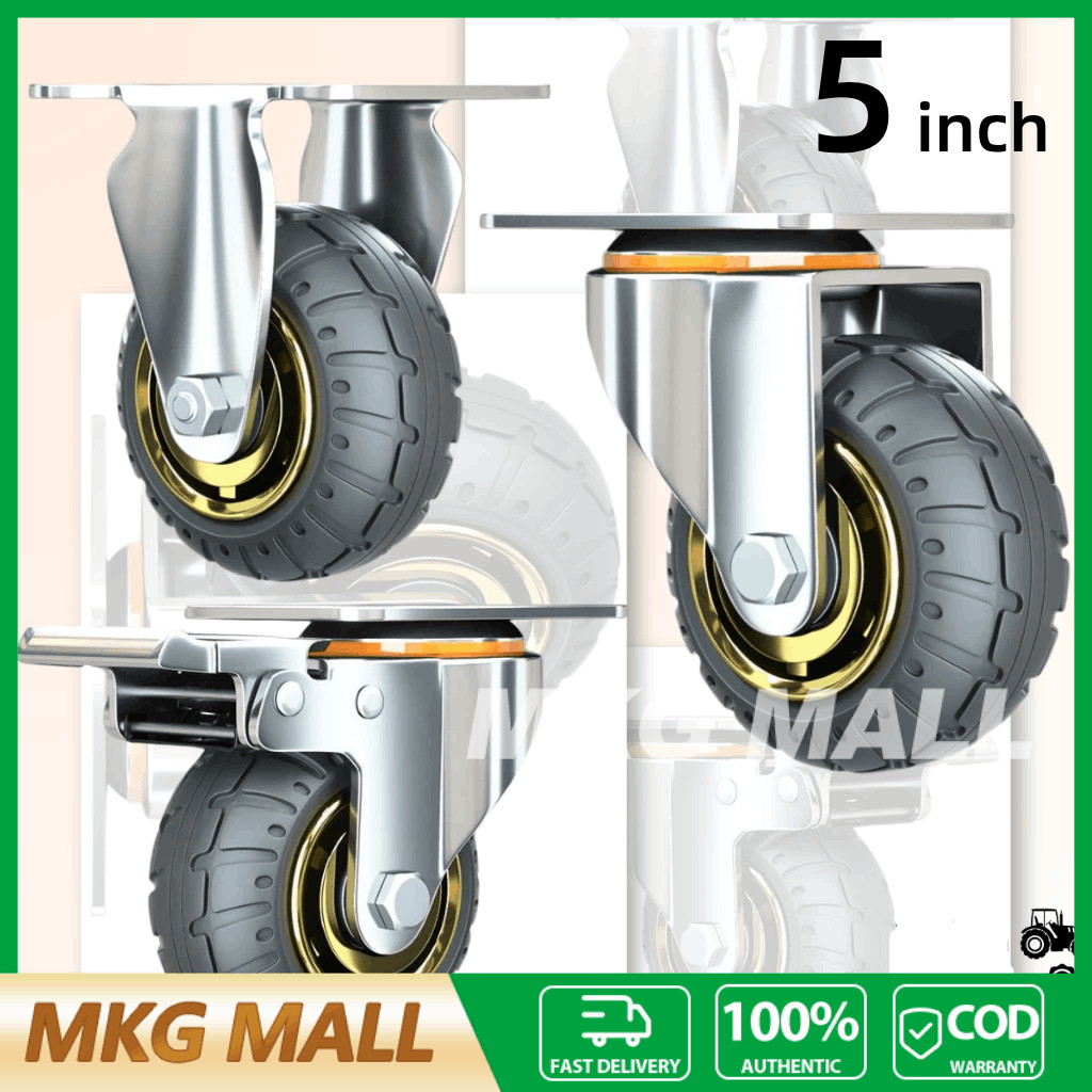 Jual Roda Troly Roly Rubber Hitam Double Bearing Heavy Duty 5 Inch ...