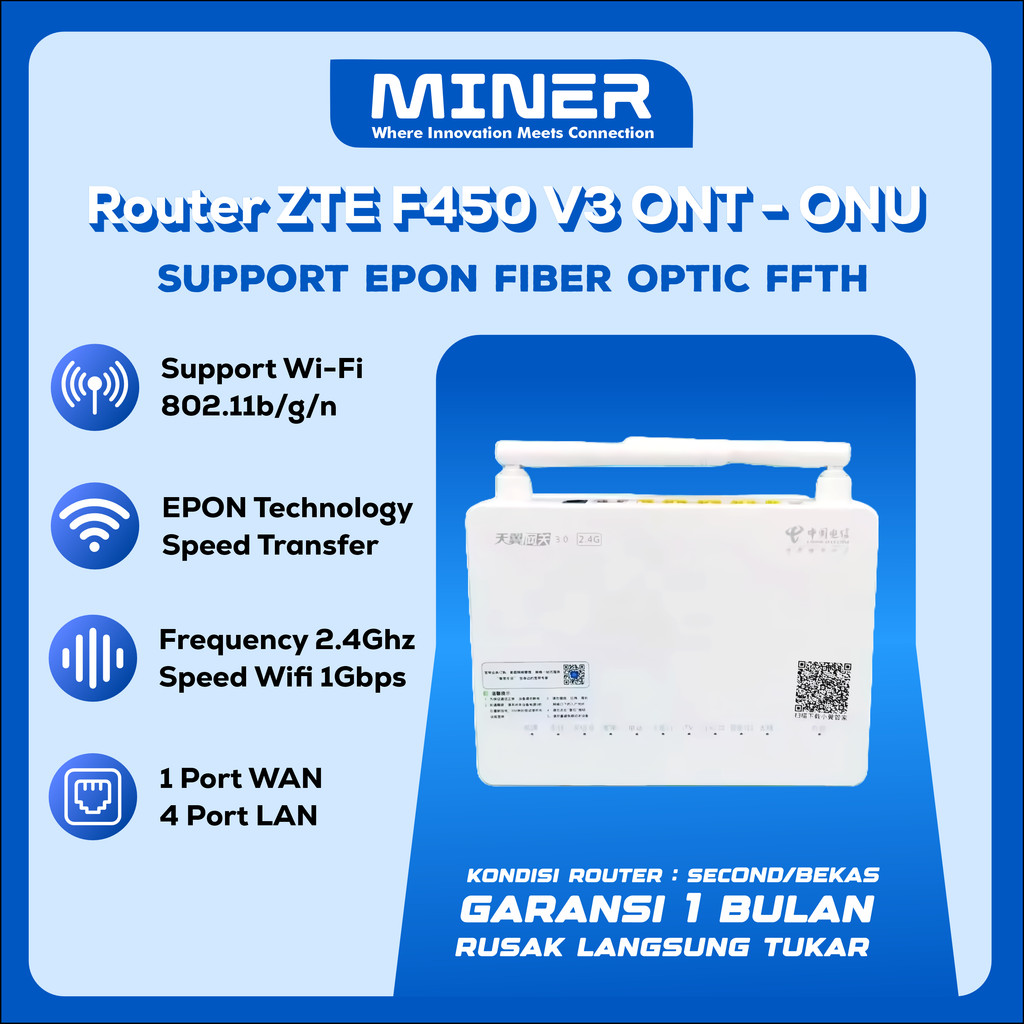 Jual Modem Router ZTE F450 V3 Support Epon ONT ONU FTTH Fiber Optic FTTH | Shopee Indonesia