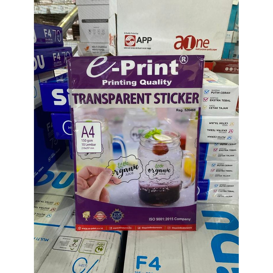 Jual E-Print Transparent Sticker A4 / Kertas Stiker Transparan Eprint ...