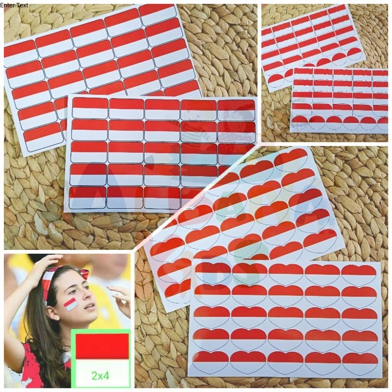 Jual 1 Lembar / 25pcs Sticker Bendera Pipi Merah Putih Agustus Glosy ...