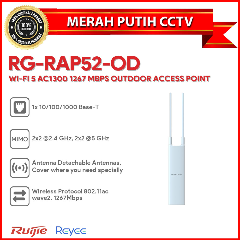Jual RUIJIE REYEE RG-RAP52-OD WI-FI 5 AC1300 1267 MBPS OUTDOOR ACCESS POINT | Shopee Indonesia