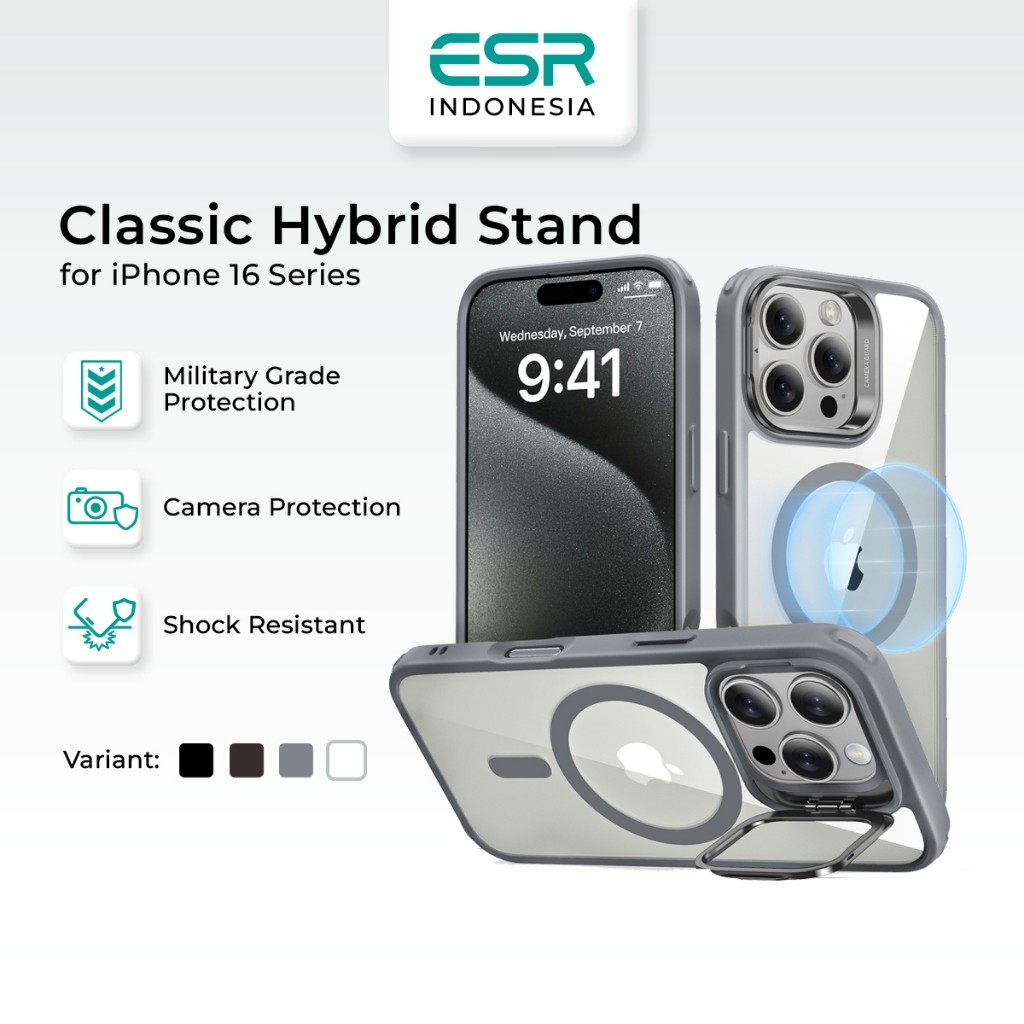 Jual ESR Classic Hybrid Case with Stash Stand HaloLock iPhone 16 Plus ...