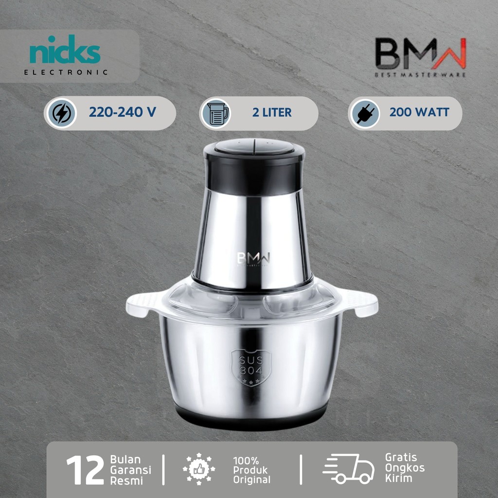 Jual [COD] BMW Food Chopper Stainless Steel Meat Grinder Food Processor ...