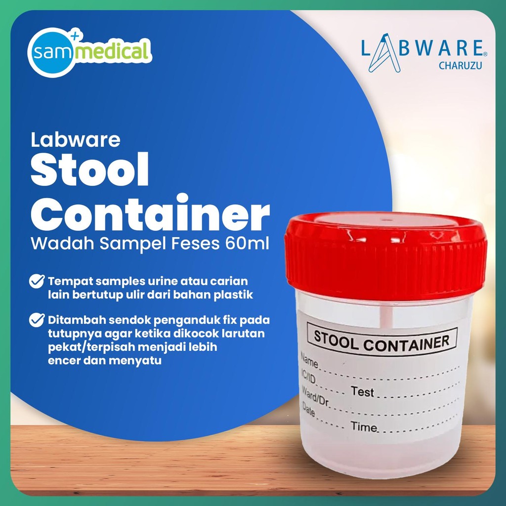Jual Labware Stool Container / POT Feses / Feces Container 60ml (Tutup ...