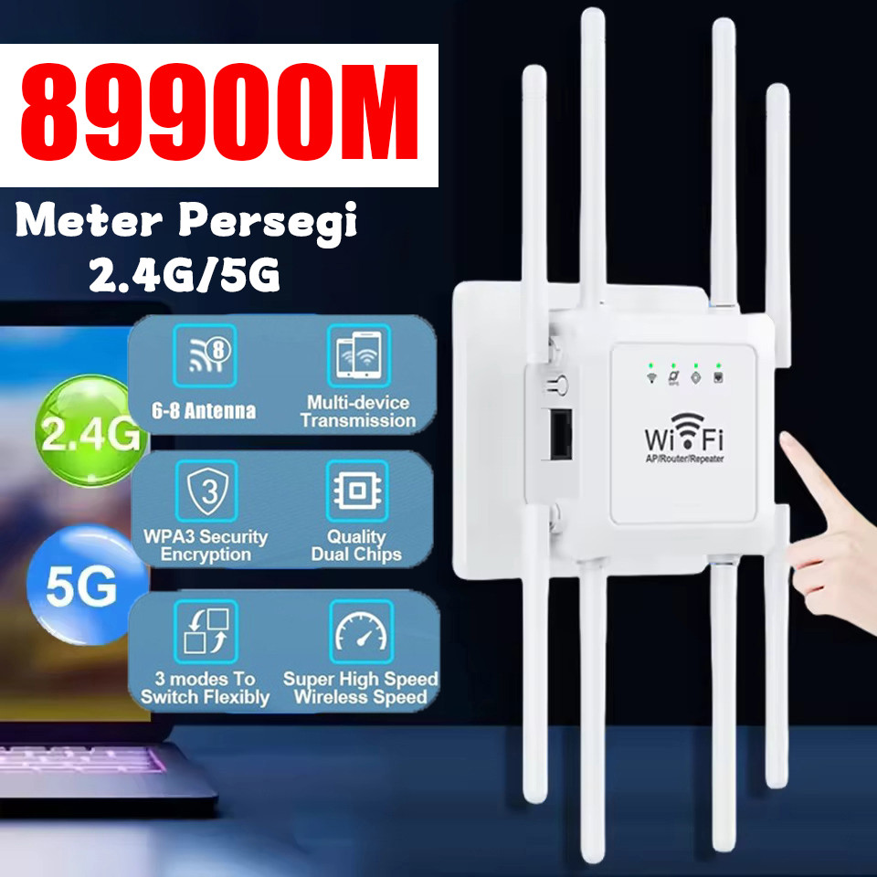 Jual 8 Antena Extender Wifi 1200Mbps 2.4G Dan 5G Sinyal WiFi Memperluas ...