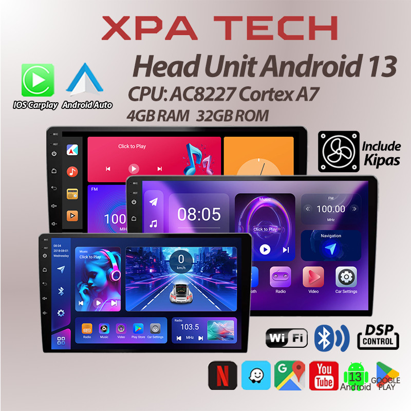 Jual 【XPA TECH】4G+64G Head Unit Android 13 Mobil CPU Cortex-A7 Support ...