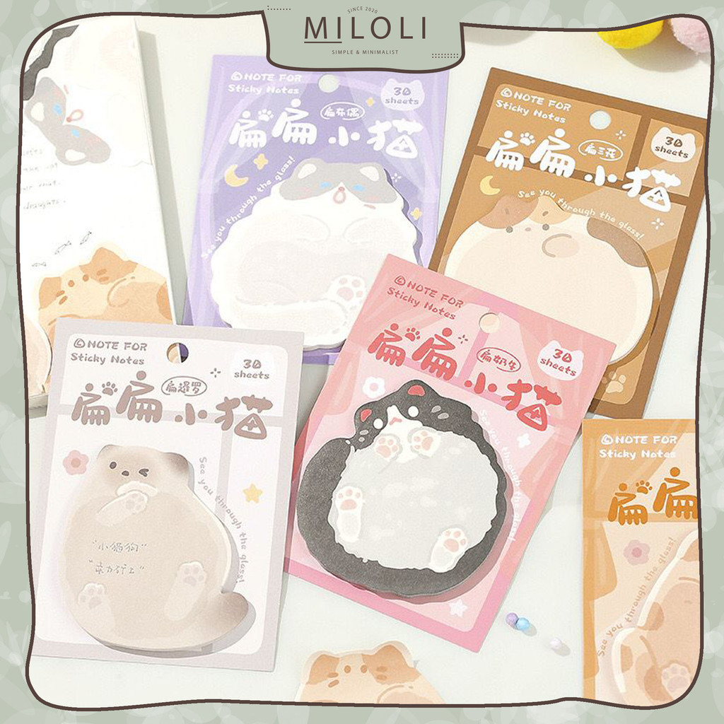 Jual [MILOLI] 30Lembar CAT CUTE ANIMAL SERIES Sticky Notes Memo Note ...