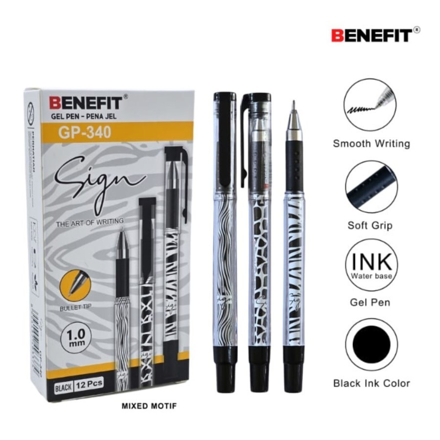 Jual BENEFIT GP-340 SIGN PEN 1.0MM GEL PEN (1PAK/12PCS) | Shopee Indonesia