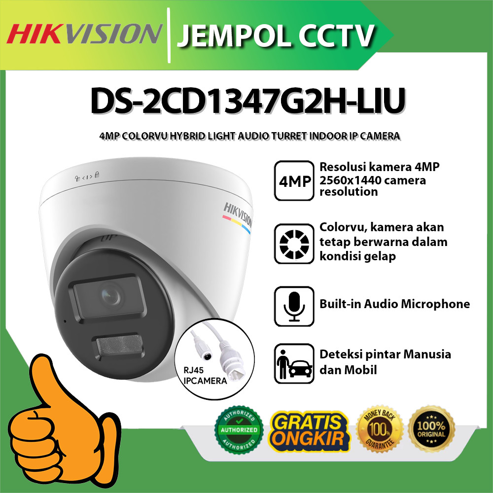 Jual HIKVISION DS-2CD1347G2H-LIU 4MP COLORVU HYBRID LIGHT AUDIO TURRET INDOOR IP CAMERA | Shopee ...