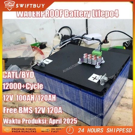Jual 12000+Cycle WATERPROOF CATL/BYD Baterai Lifepo4 12V 100Ah Dengan BMS 2025 120AH Baru ...