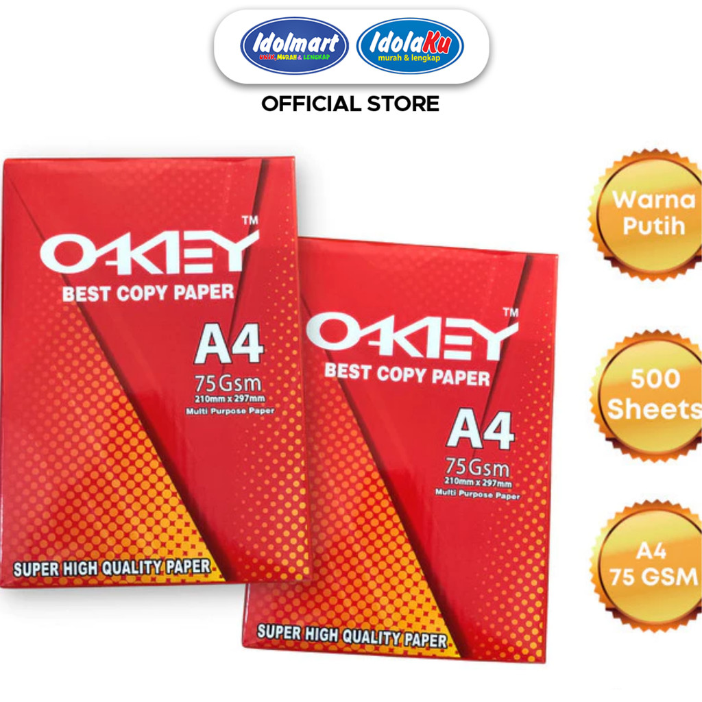 Jual IDOLMART OKEY HVS A4 75gsm Kertas Putih Bersih Copy Paper A4 Bogor ...
