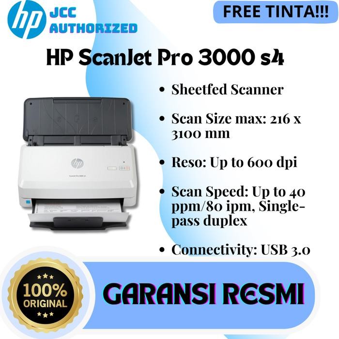 Jual HP ScanJet Pro 3000 s4 Sheet-feed Scanner Pro 3000S4 HP ORIGINAL ...