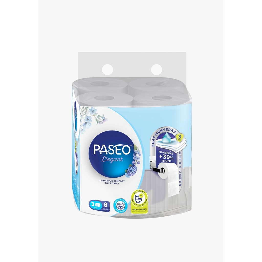 Jual Paseo Bathroom Roll 3 ply 8 rolls 300 sheets tissue paseo toilet 1 dus | Shopee Indonesia