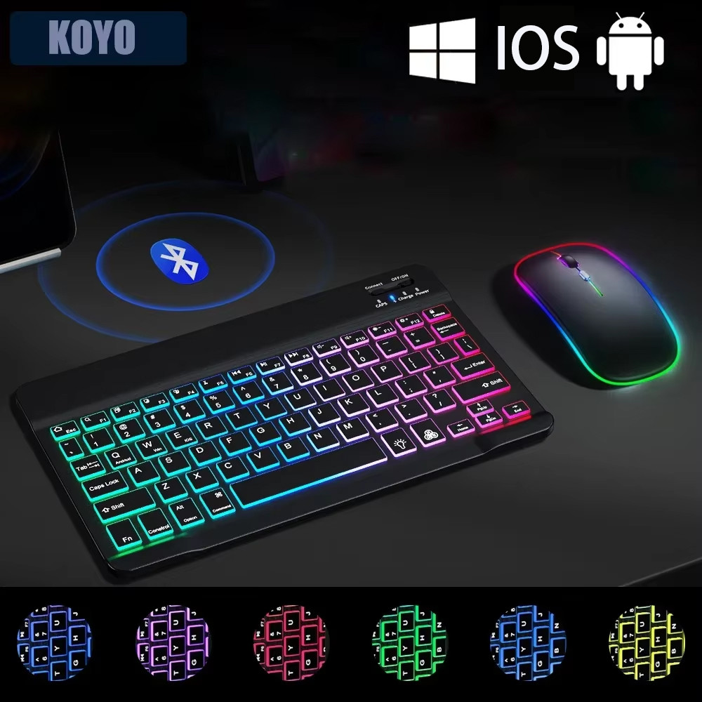 Jual Mini Backlit RGB 10in Bluetooth Keyboard Wireless mouse Re ...