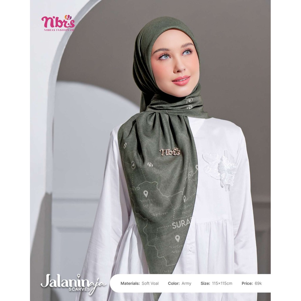 Jual Jalanin Aja Scarves Hijab Segi Empat Mudah Dibentuk Bermotif by Nibras Hijab | Shopee Indonesia