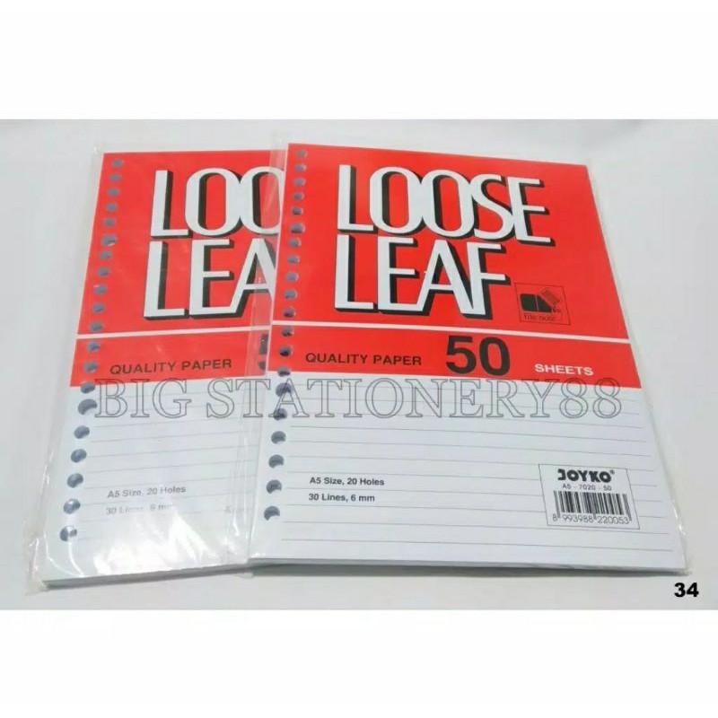 Jual Loose Leaf Kertas Isi File Binder Joyko | Shopee Indonesia