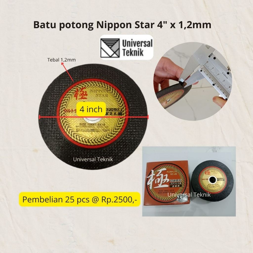 Jual HARGA PABRIK Batu Potong Nippon Star 4"x1,2mm 4 Inch Batu Gerinda ...