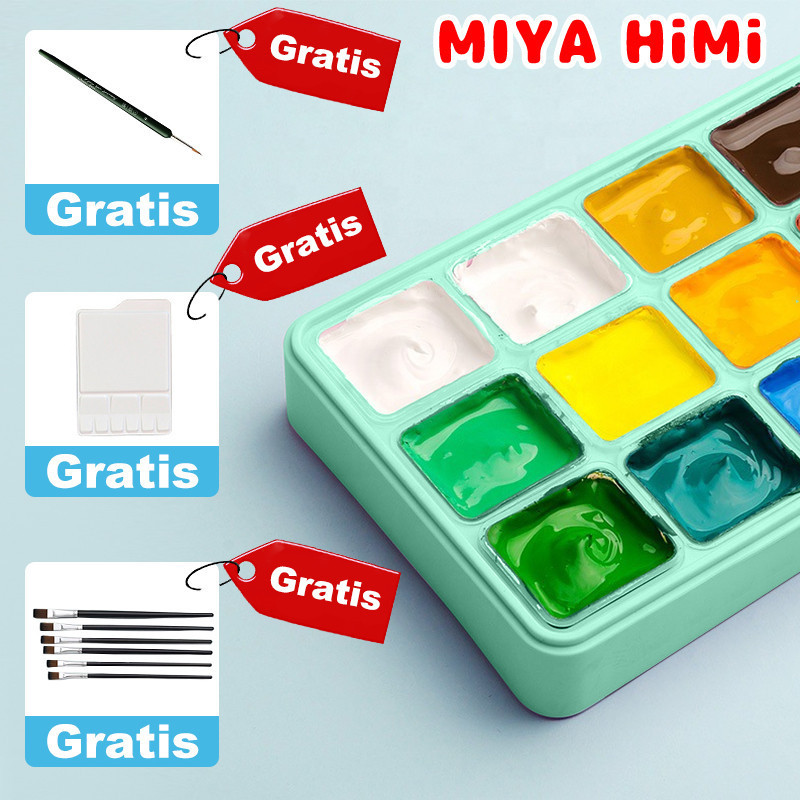 Jual Miya Himi Gouache Cat Air Lukis Gouache Paint Set 24 Warna Colors ...