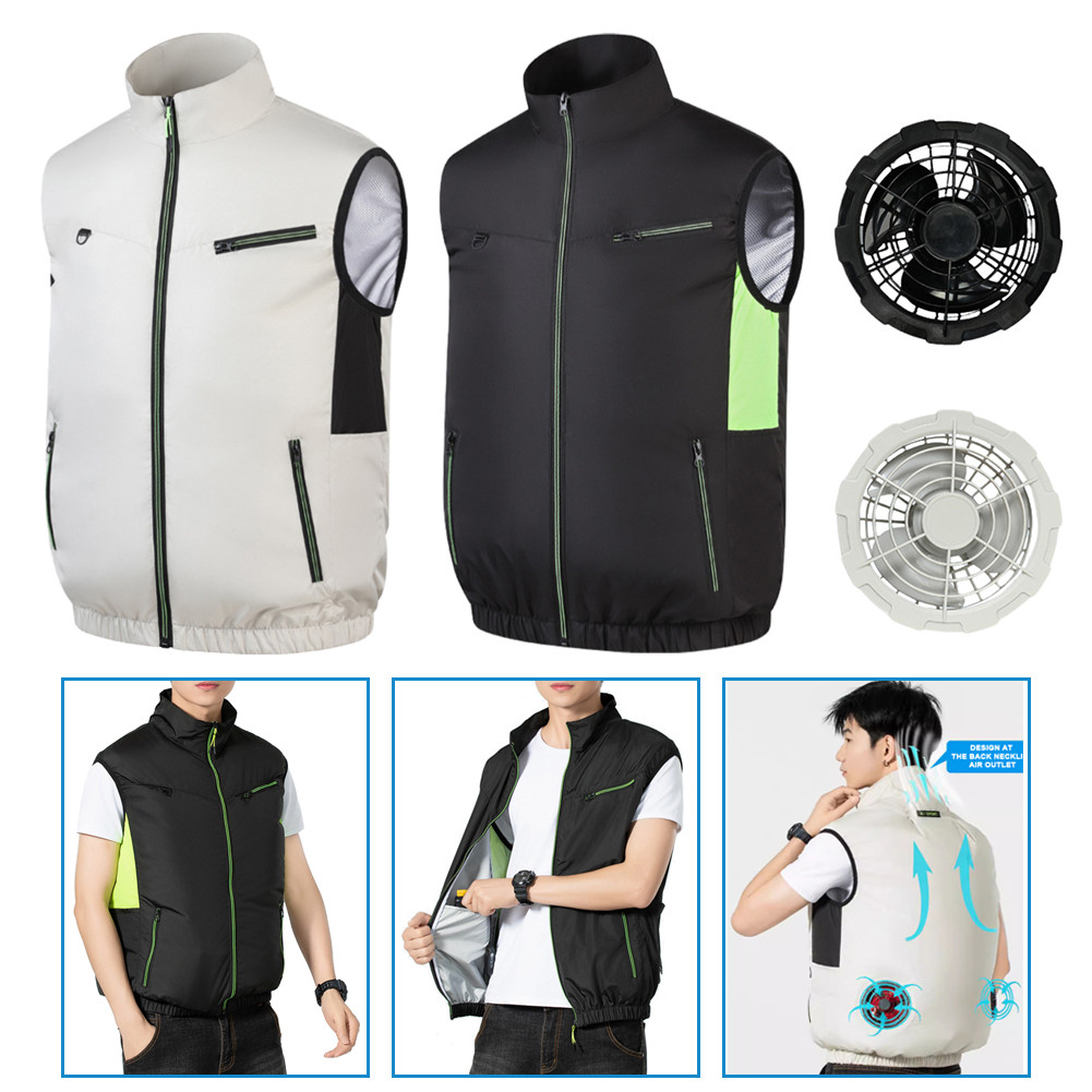 Jual Cool Vest Wearable Cooling Fan Vest Air-conditioned Clothes Hiking ...