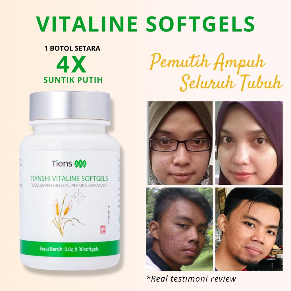 Jual (NEW PROMO) VITALINE SOFTGEL ORI - PEMUTIH BADAN TIENS PENCERAH KULIT ALAMI BY KIDSTRONG ...