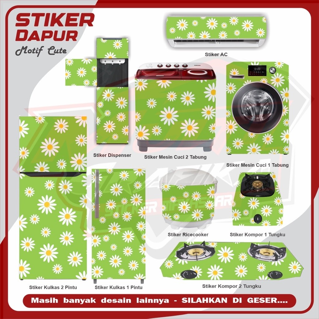 Jual Stiker kulkas kompor mesin cuci 1 2 pintu mata Rice Cooker ...