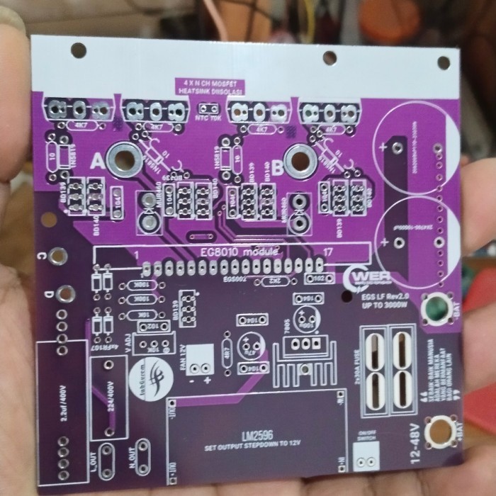Jual PCB Mini Inverter EGS002 PSW 4 Mosfet Besar Totem 1000W upto 1500W ...