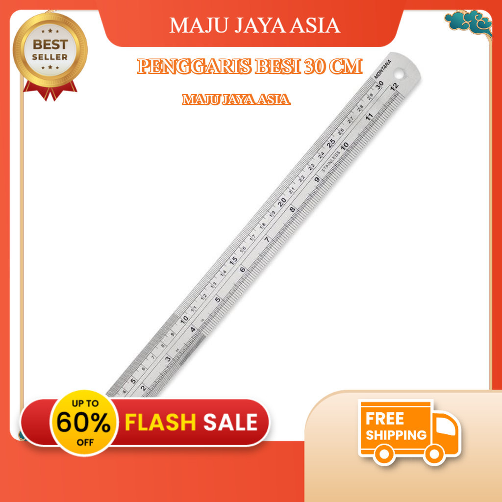 Jual GROSIR PENGGARIS BESI 30 CM / STAINLESS STEEL RULER / HARGA PER 1 PCS | Shopee Indonesia