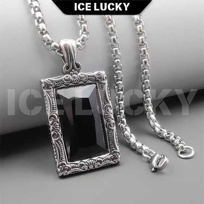 Jual 1300 Kalung titanium orisinal untuk pria - Liontin kotak ukiran ...