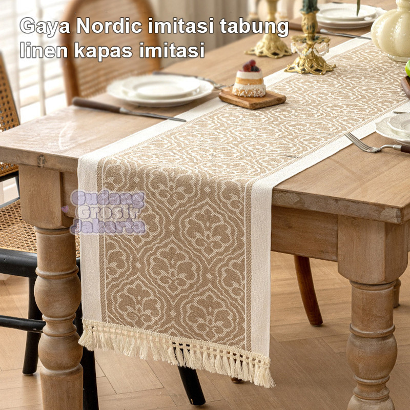 Jual Taplak Meja Makan Linen Estetik Motif Raya | Alas Meja Tamu ...