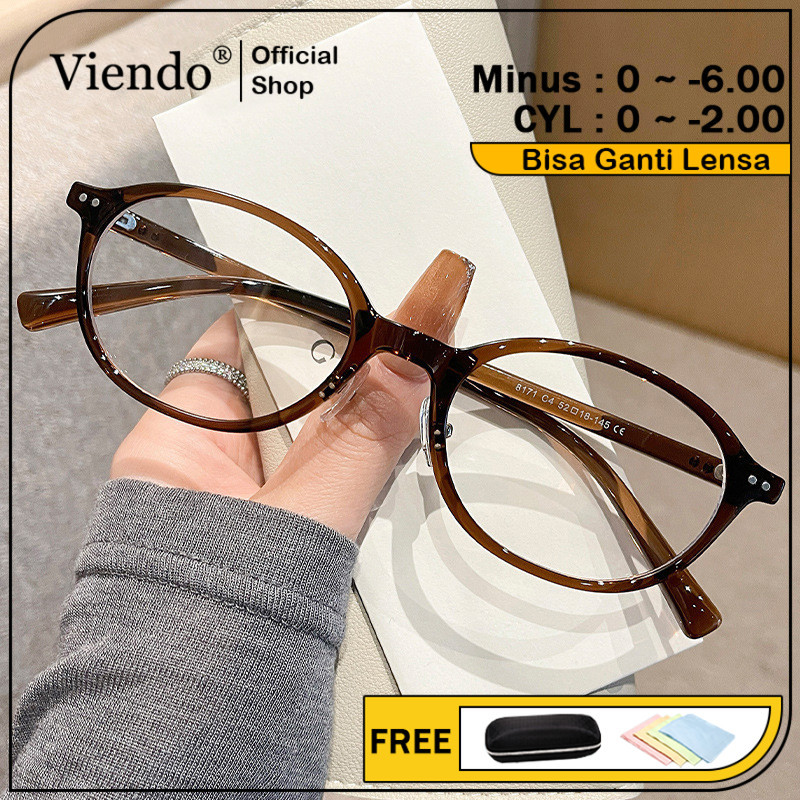 Jual Viendo Kacamata Photocromic Minus Wanita Pria Lonjong Frame ...