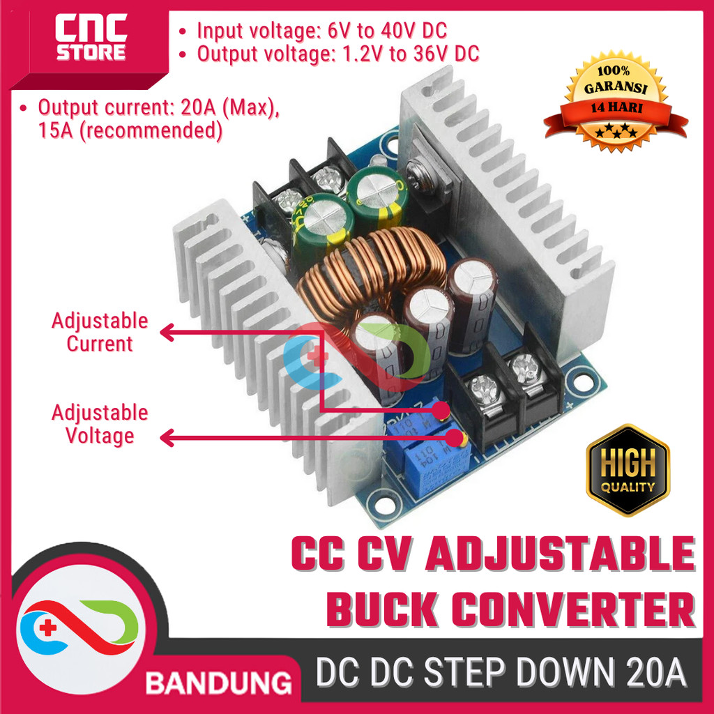 Jual DC-DC Buck Step Down Adjustable Converter Power Supply 20A 300W ...