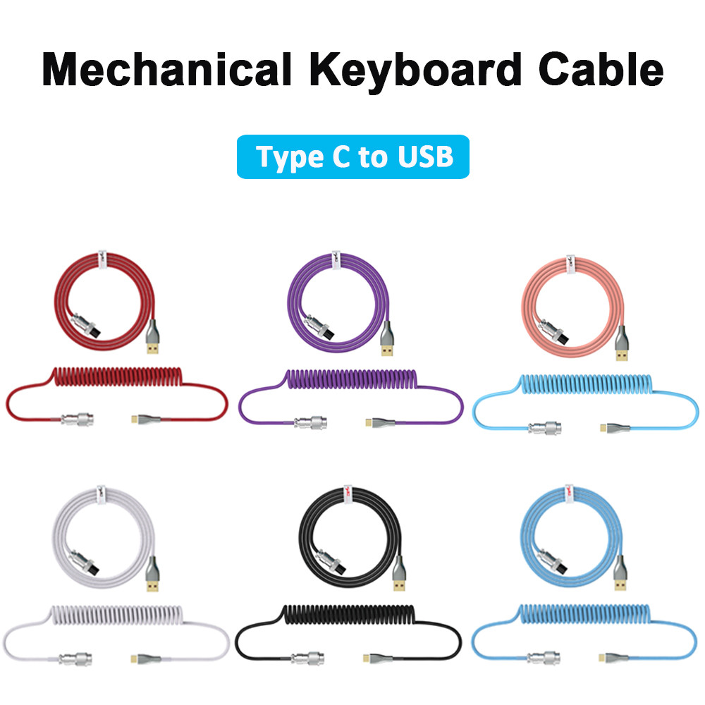 Jual Coiled Cable Mechanical Keyboard Aviator Cable Type-C to USB ...