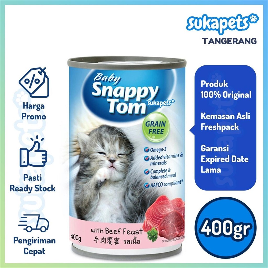 Jual Baby Snappy Tom Beef Feast Makanan Kucing Basah Kaleng 400gr ...
