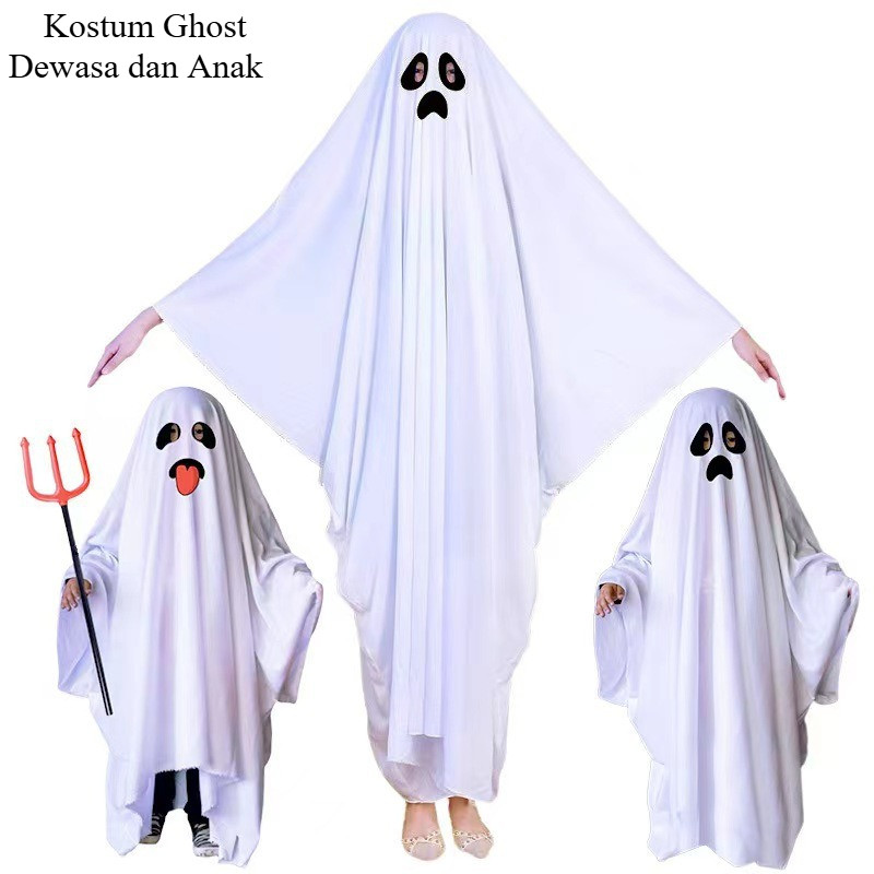 Jual HW39 Kostum Cosplay Hantu Ghost Mata Hitam Lidah Merah Smiley Face ...