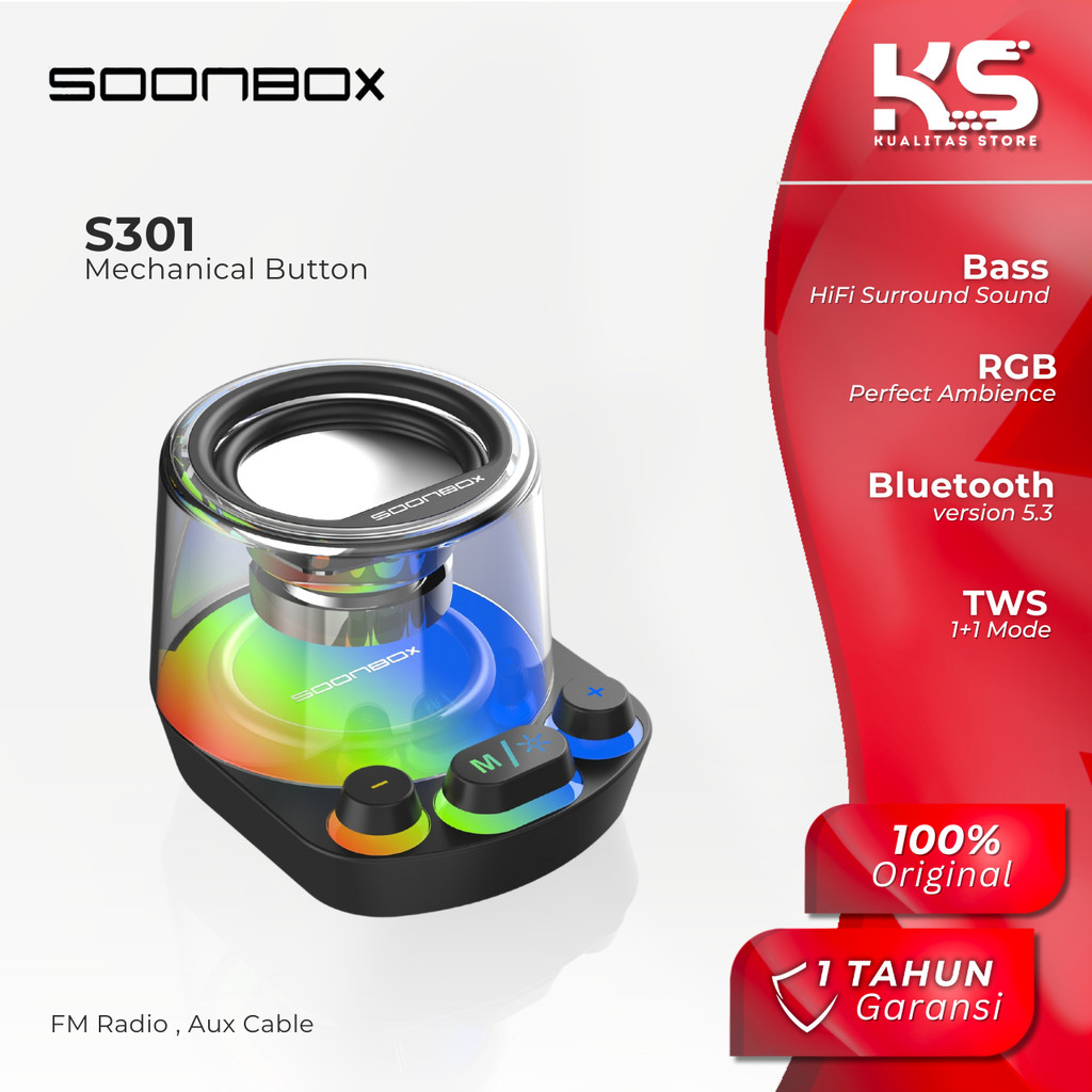 Jual SOONBOX S301 Mini Speaker Bluetooth Portable 5.3 Wireless 10W Bass HifI 360 Sound + LED ...