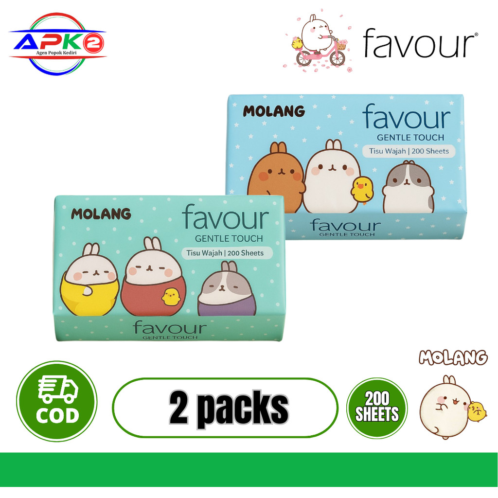 Jual [PAKET 2 PACKS] Favour Molang Soft Pack Facial Tissue 200 Sheets ...