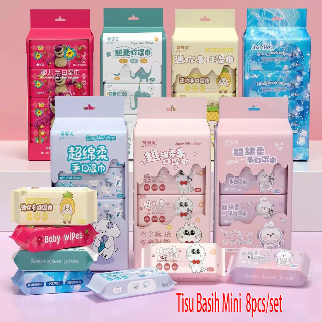 Jual Tissue Basah Travel Size 1 Pack Isi 8 Bungkus/Tisu Basah Mini Anak ...