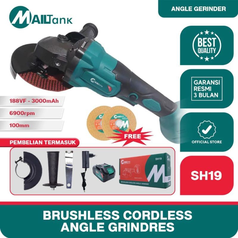 Jual PROMO MAILTANK SH19 gerinda baterai 21V Cordless Angle Grinder 6900rpm Mesin gerinda tangan ...