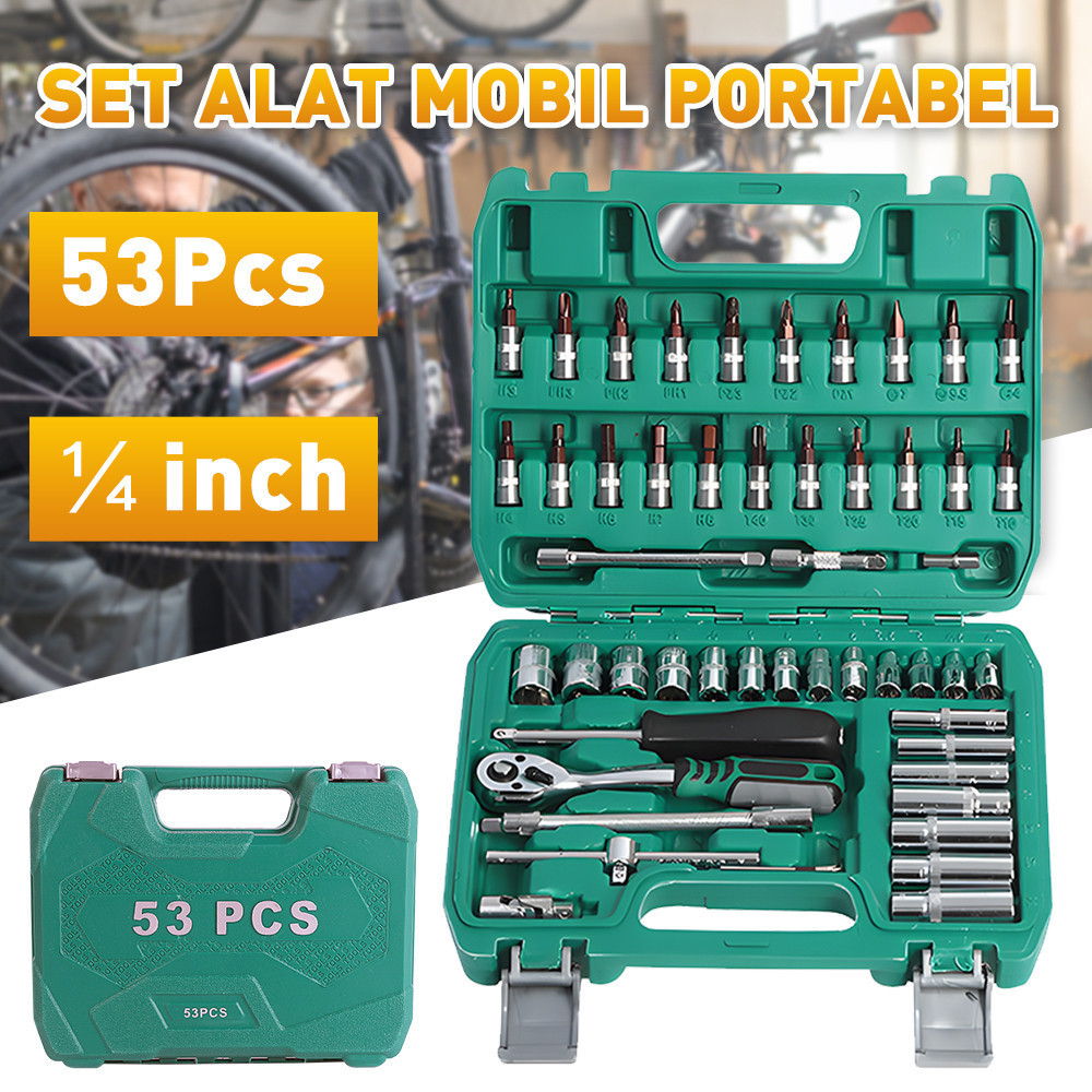 Jual Kunci Mata Sok 53PCS 1 Box Socket (1/4 ") Full TOOL KIT Alat Perbaikan Mobil Set | Shopee ...