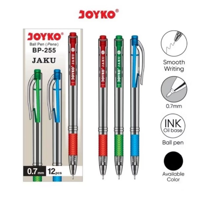 Jual Pulpen Joyko Bp-255 Jaku 0.7 mm ( 1pak/12pcs ) | Shopee Indonesia