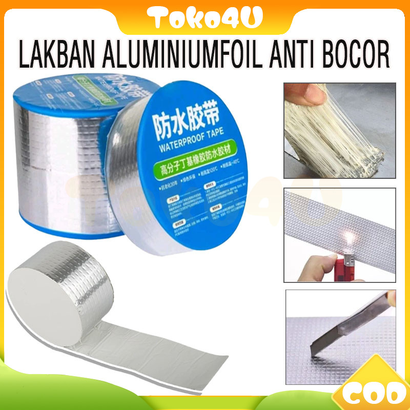Jual 5cm x 5m air alumunium foil butyl super waterproof tape silver/waterproof perekat lakban ...