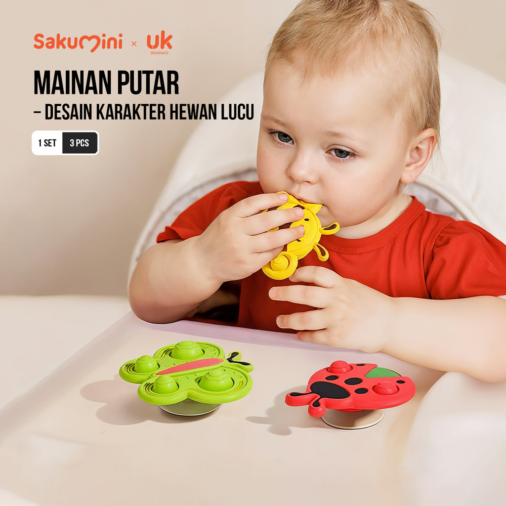 Jual Sakumini Silicone Insect Suction Cup Fidget Spinner Anak Teether ...