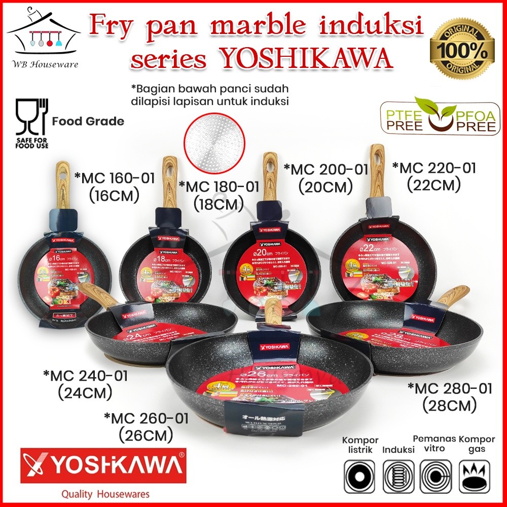 Jual panci yoshikawa / fry pan seri MC marble induksi listrik YOSHIKAWA / panci anti lengket ...