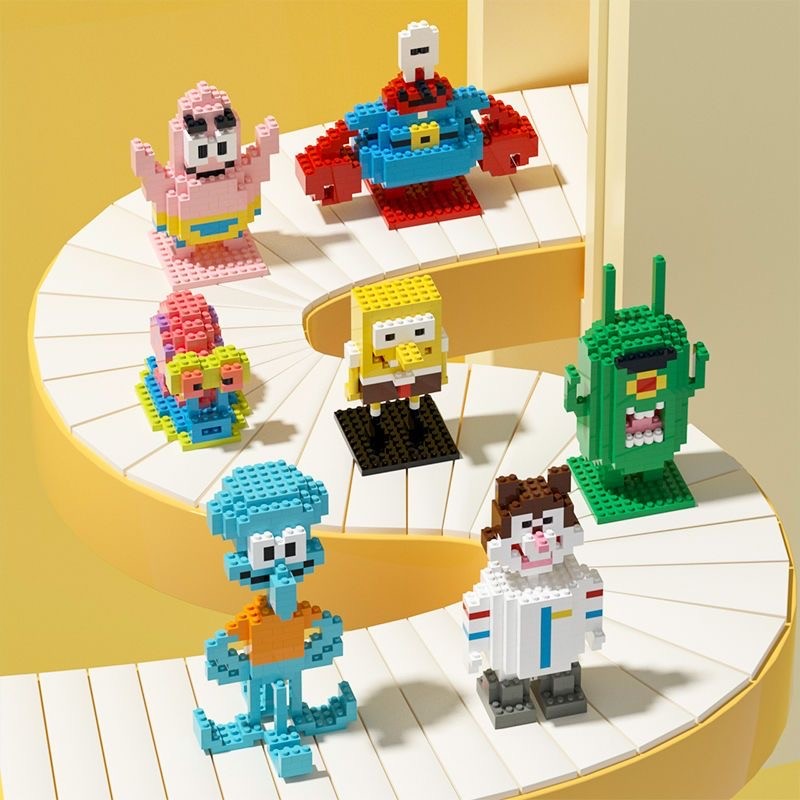 Jual SpongeBob SquarePants Building Blocks Anime Cartoon Mini Action ...