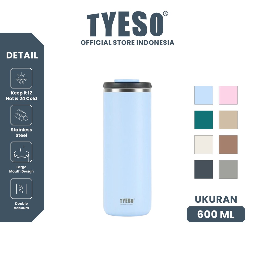 Jual Tyeso Tumbler Botol Minum 600 Ml Thermos Cup Portable Stainless Steel Leak Proof 20 Oz TS ...