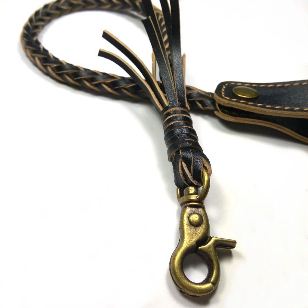 Jual tali dompet anyaman kulit | wallet chain kulit asli | rantai ...