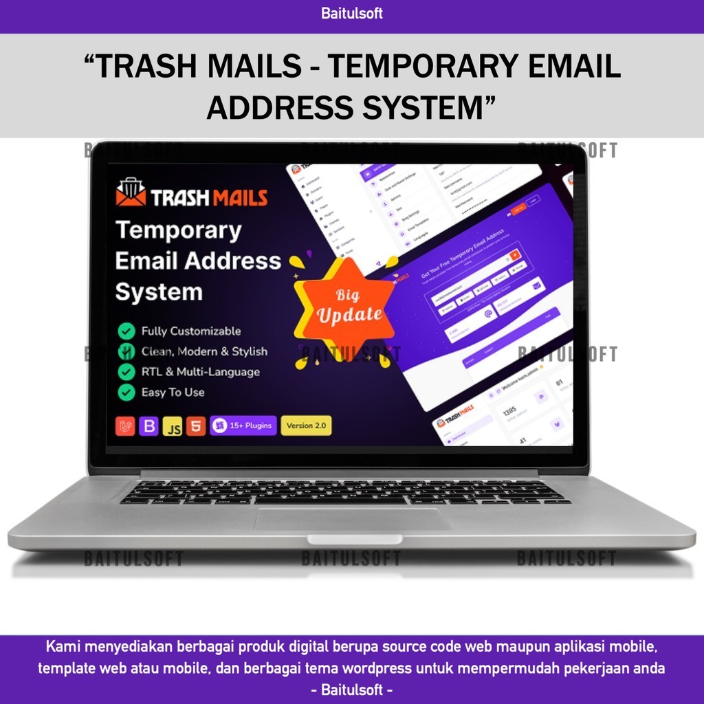 Jual SOURCE CODE APLIKASI WEB TRASH MAILS - TEMPORARY EMAIL ADDRESS SYSTEM D324 BAITULSOFT ...