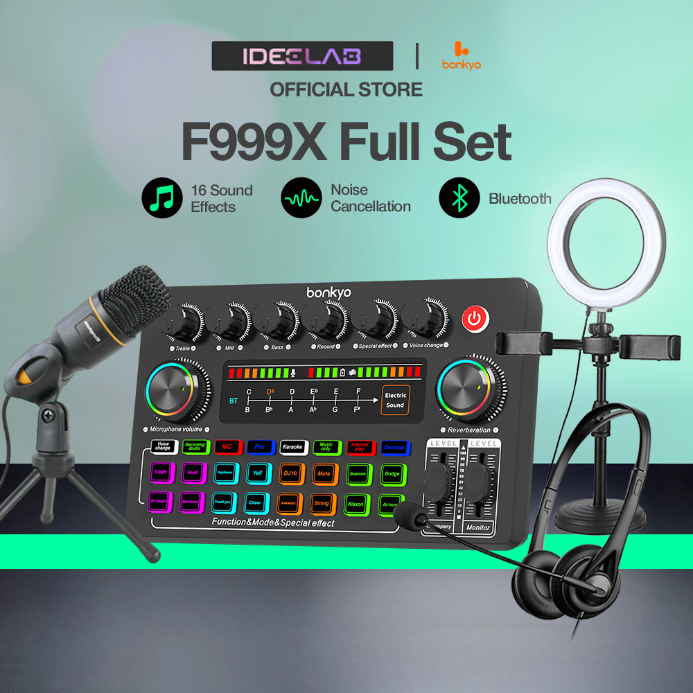 Jual IDEELAB&Bonkyo SoundCard Paket Streaming Lengkap F999X Sound Card ...