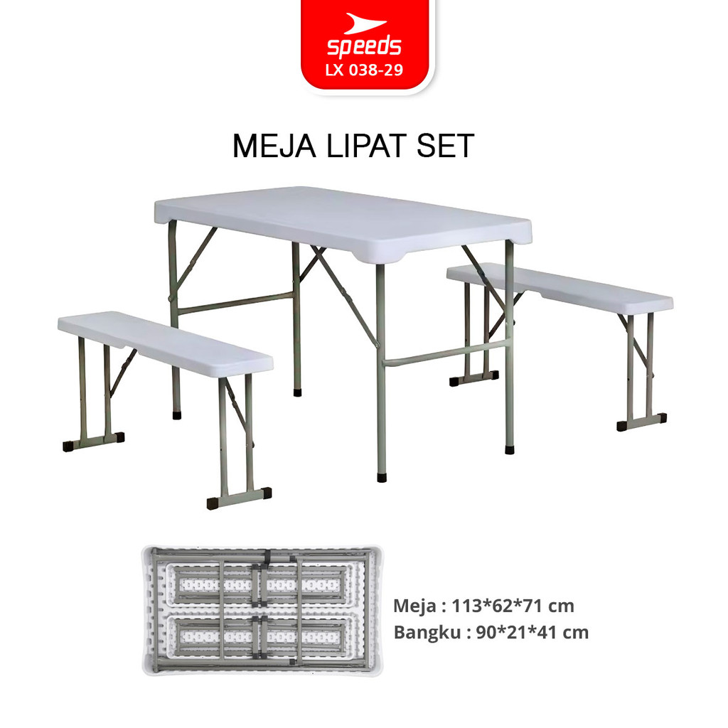 Jual SPEEDS Meja Lipat Plastik SET 113x62x71cm Folding Table Indoor ...