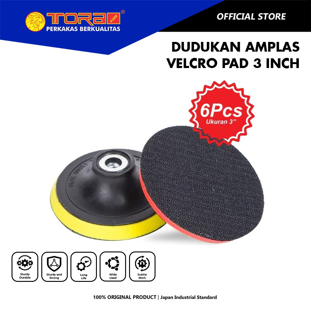 Jual TORA Velcro Pad 3 Inch Dudukan Amplas - Sanding Pad Velcro Yellow ...